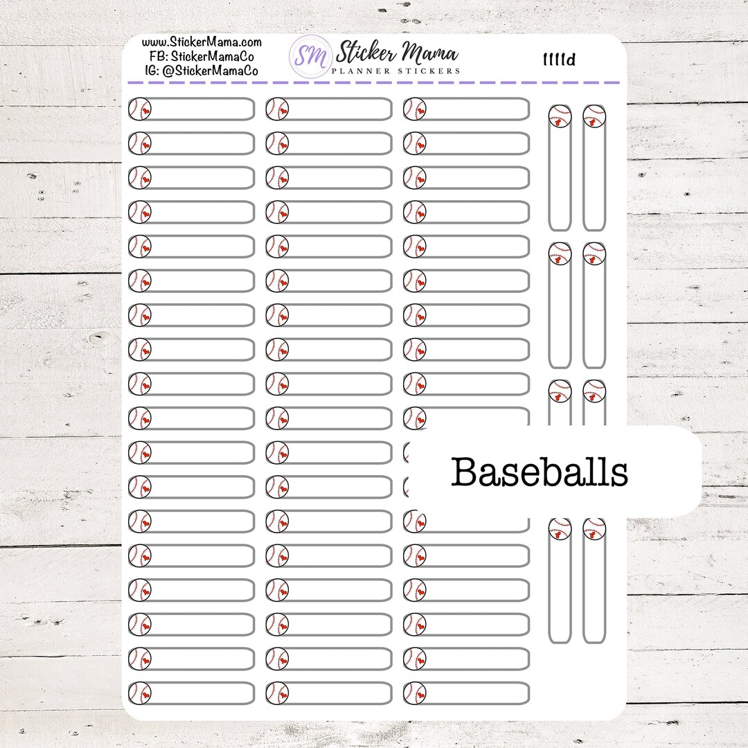 Ss-1111d - DOODLE BASEBALL Planner Label Stickers - Baseball Stickers ...
