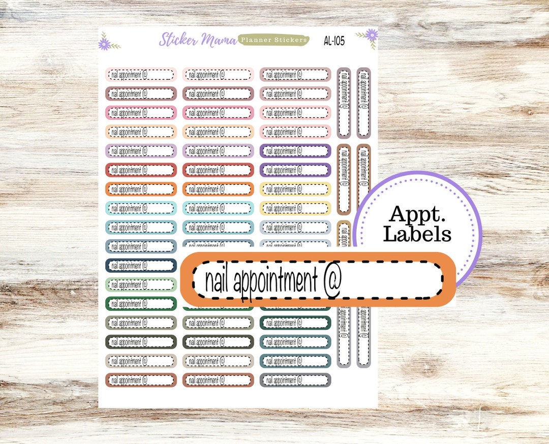 AL-105 || NAIL APPOINTMENT Labels || Planner Stickers || Labels Sticker ...