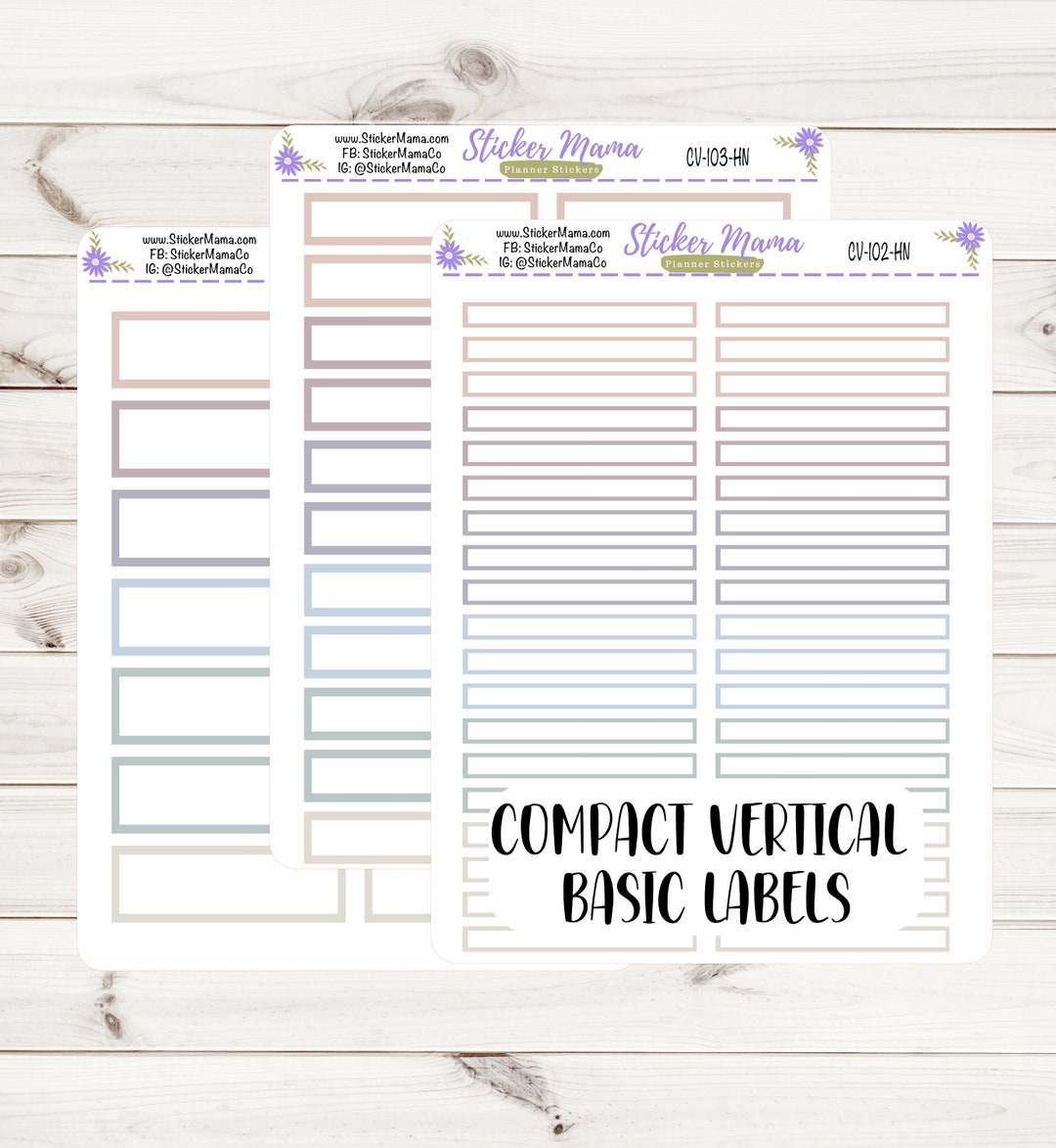 CV-102-104 BASIC LABELS Harmony Neutral Erin Condren Compact Vertical ...