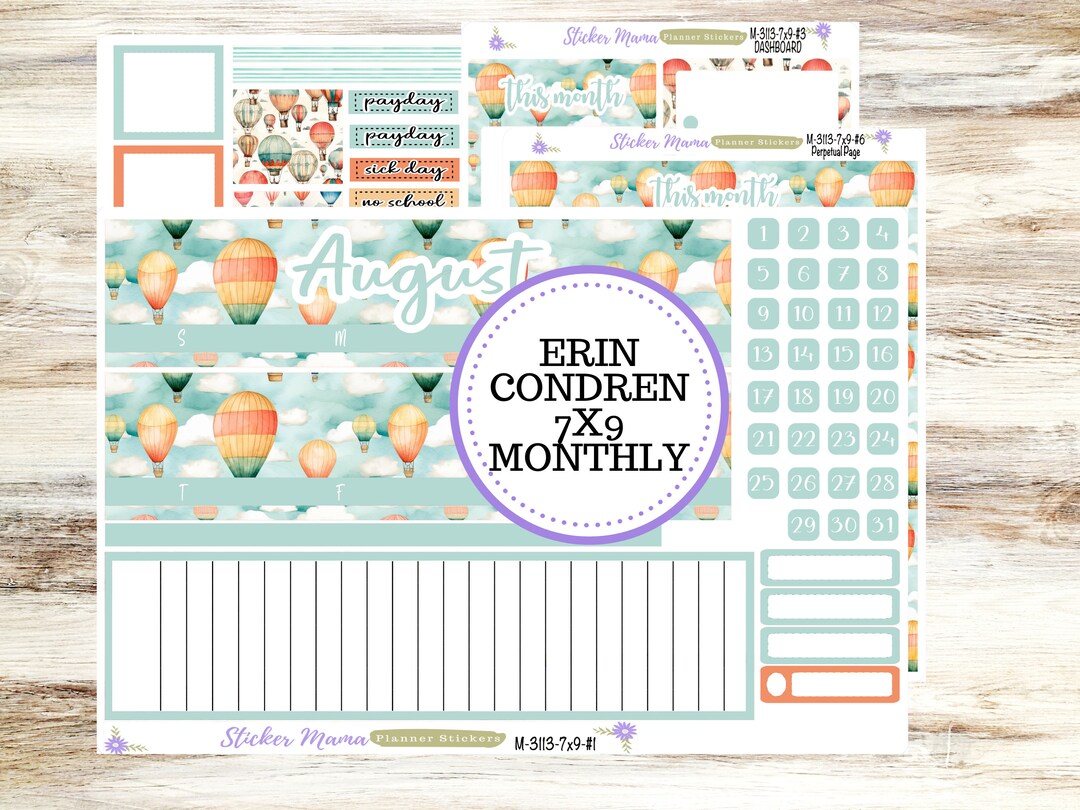 MONTHLY KIT-3113 7X9 Hot Air Balloons Monthly 7x9 EC August Monthly Kit ...