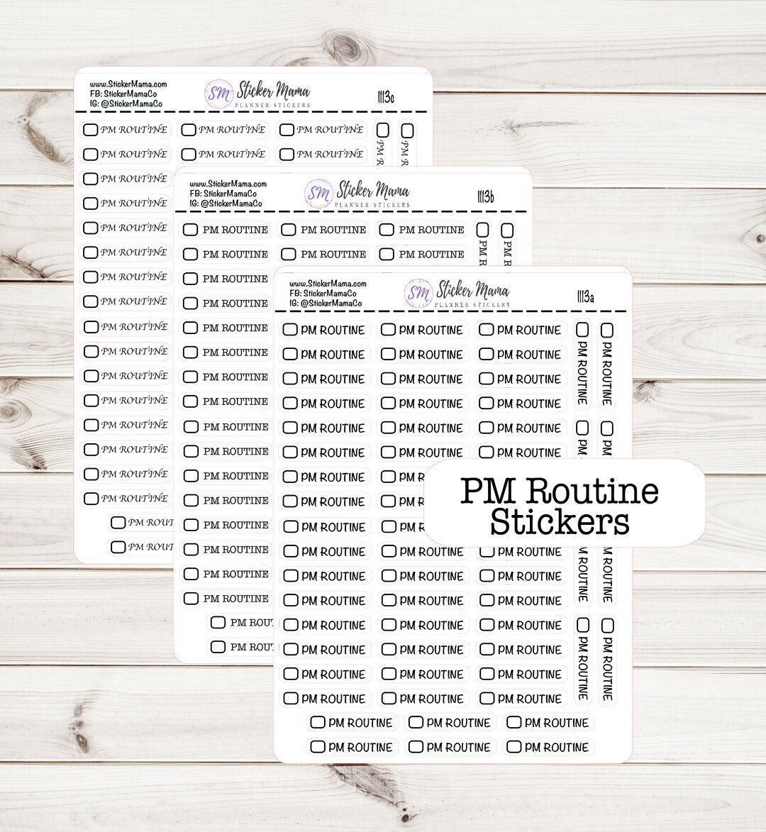 PM ROUTINE STICKERS Si113 .3" X 1.5" Planner Stickers Functional ...