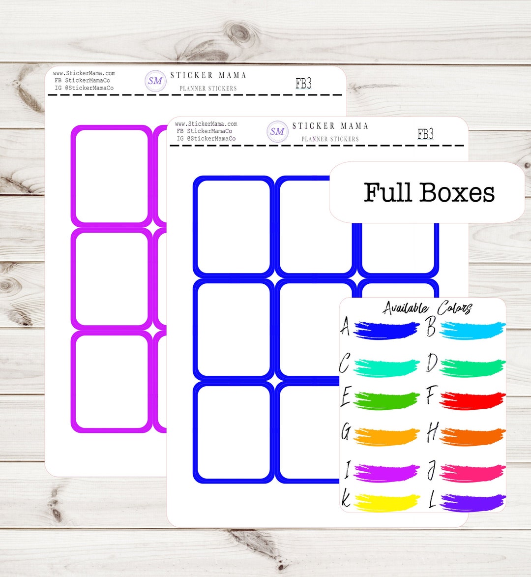 FULL BOX STICKERS 1.9" X 1.5" Full Box Labels Full Planner Box Ex ...