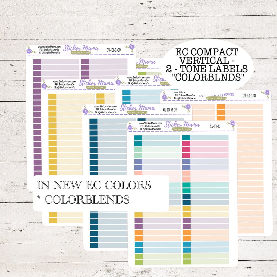 CV-101 TWO TONED Labels Colorblend Erin Condren Compact Vertical Bloom ...