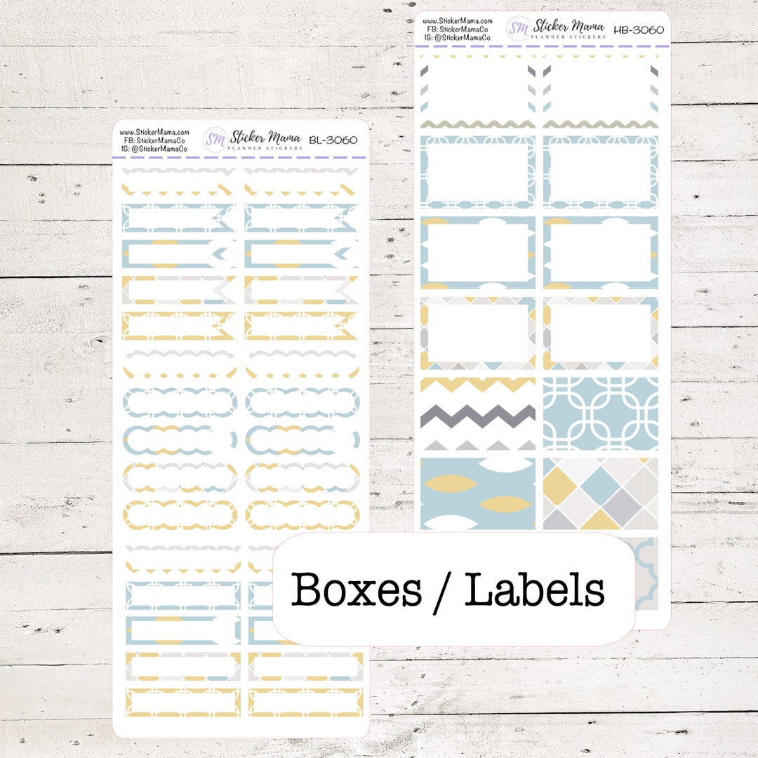 BL-3060 HB-3060 BASIC Label Stickers Trendy Half Boxes Planner Stickers ...