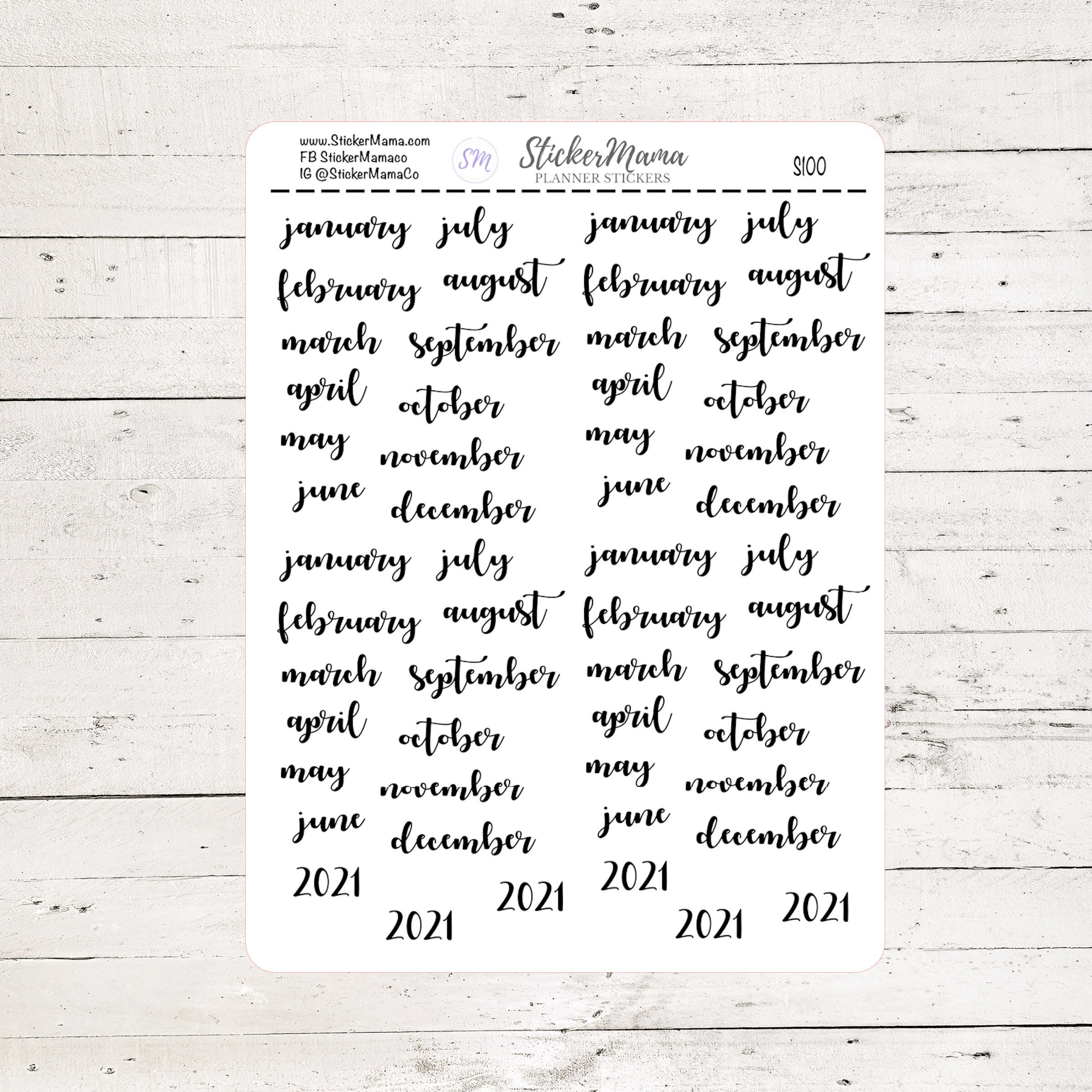 S100 MONTHLY PLANNER STICKERS Months of the Year Planner | Etsy