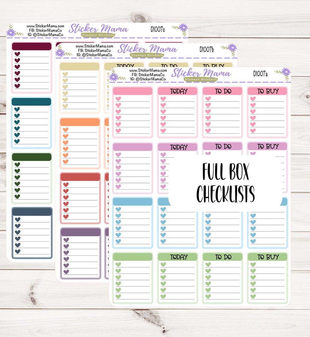 D1007 || FULL BOX CHECKLIST Stickers || Checklist Stickers || Planner ...