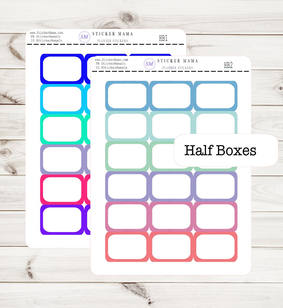 HALF BOX STICKERS 1 X 1.5 Half Box Labels Quarter Planner Box Ex ...