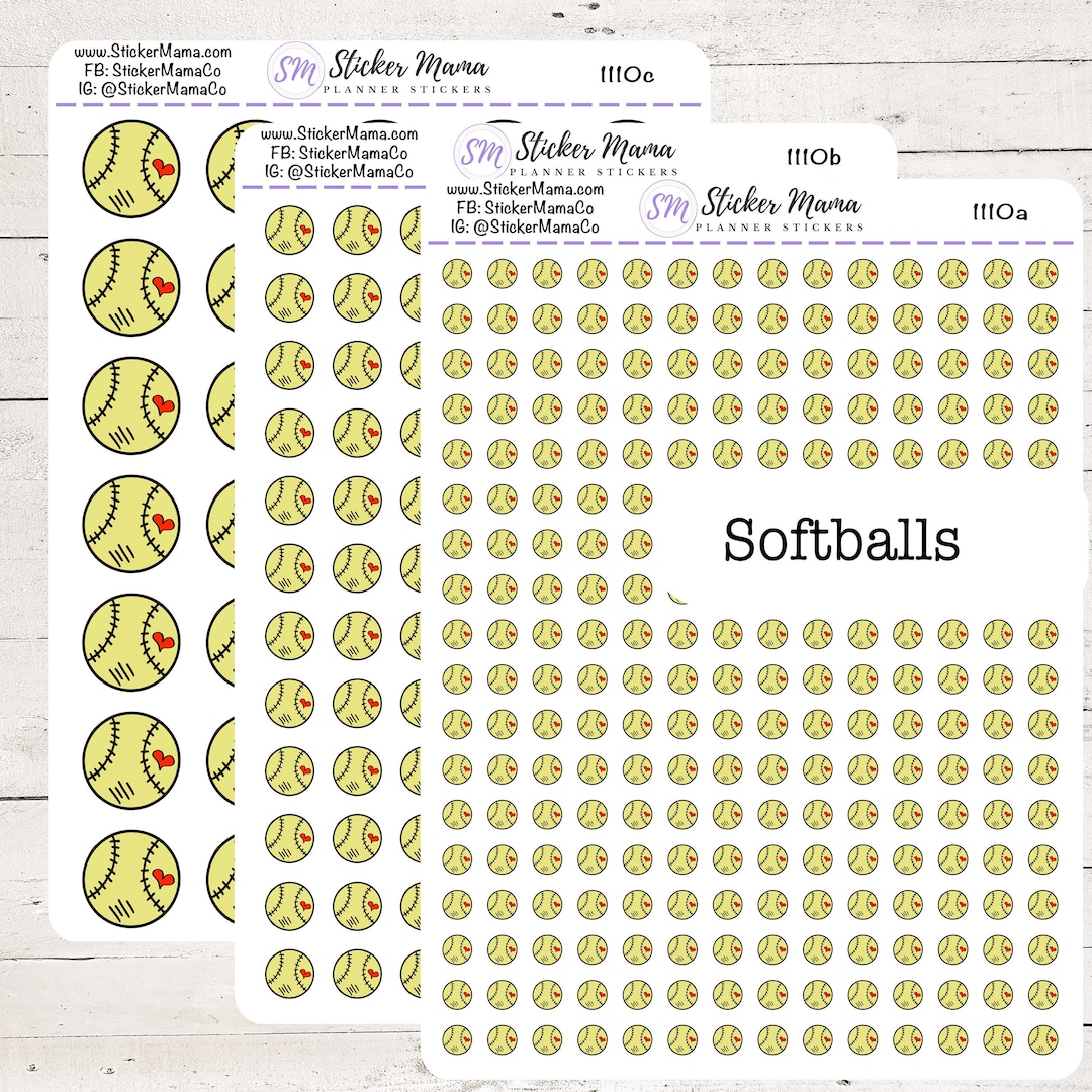 SS-1110 - DOODLE SOFTBALL Planner Stickers - Softball Stickers ...