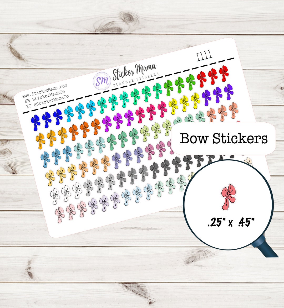 BOW PLANNER STICKERS I-111 Bow Stickers Rainbow Bow Sticker Planner ...
