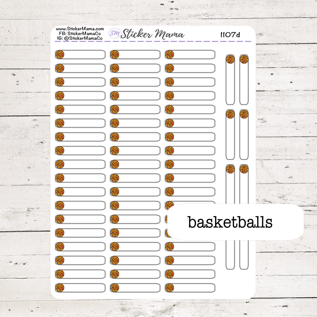 Ss-1107d - DOODLE BASKETBALL Planner Label Stickers - Basketball ...