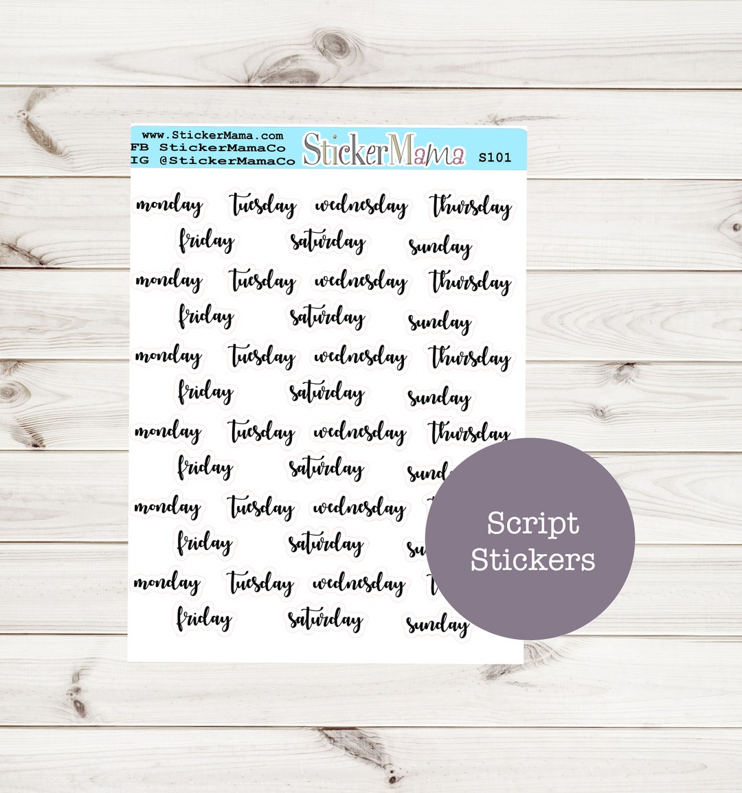 DAYS WEEK SCRIPT S101 Days Week Sticker Day Function Sticker Script ...
