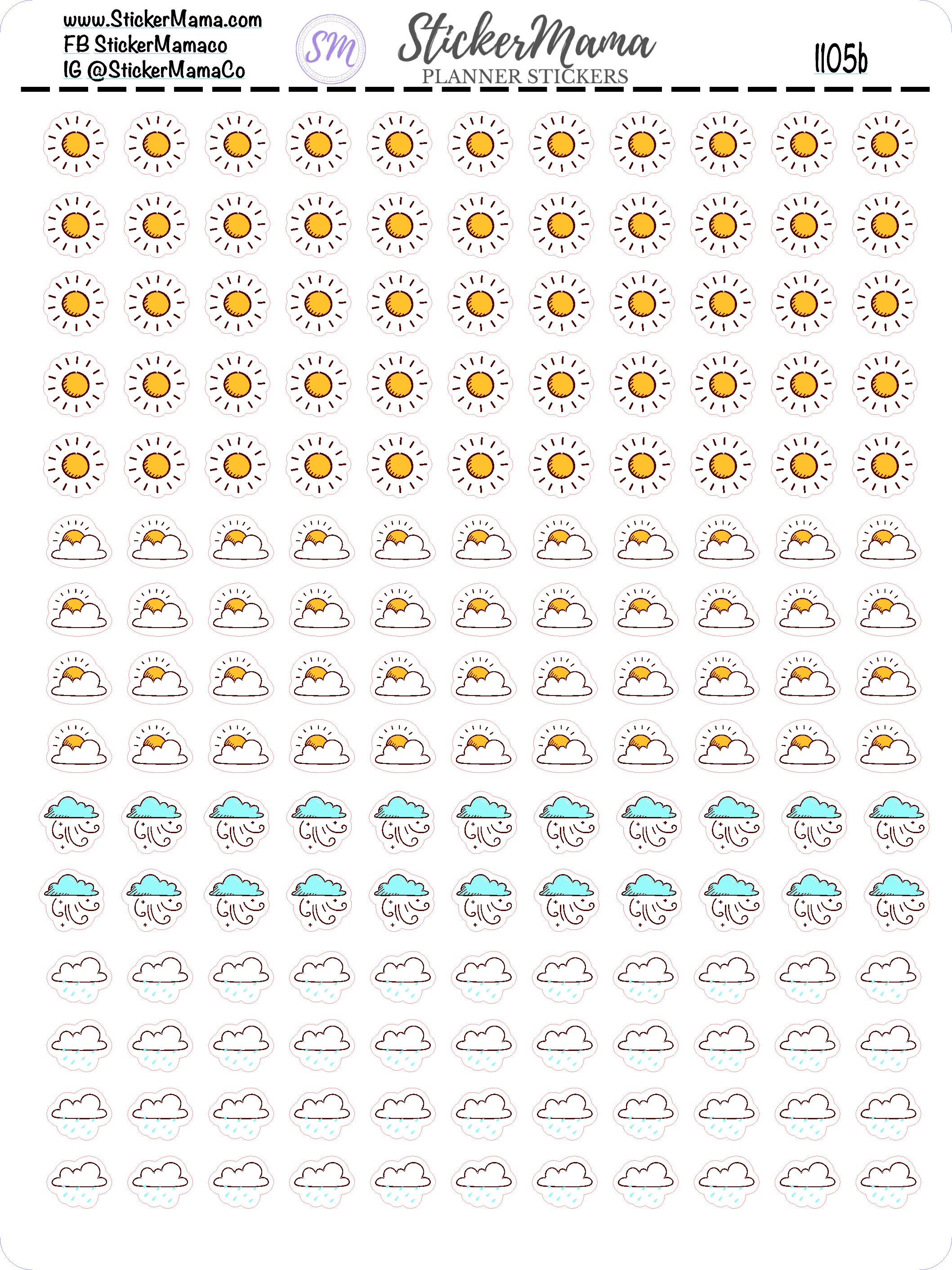 I105 WEATHER STICKERS weather planner stickers for | Etsy