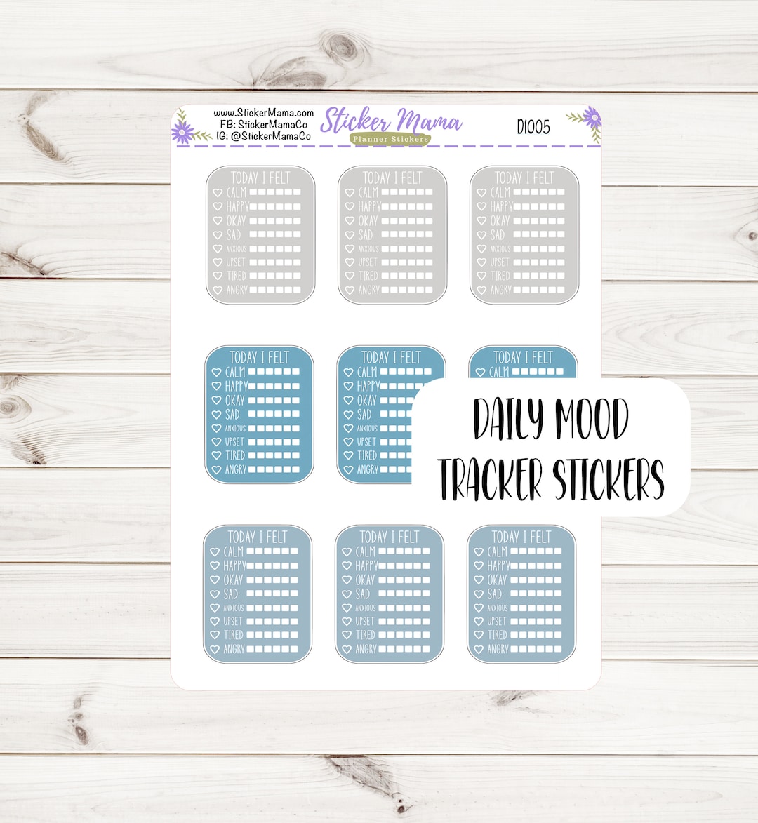 D1005 || DAILY MOOD TRACKER Stickers || Mood Stickers || Planner ...