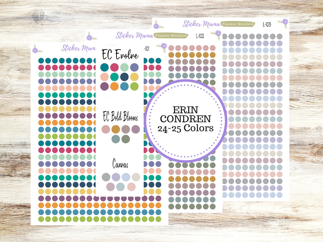 EC COLOR CIRCLES || Erin Condren Dots || 2024-2025 Colors || Evolve, Bold Blooms, Canvas - Etsy UK