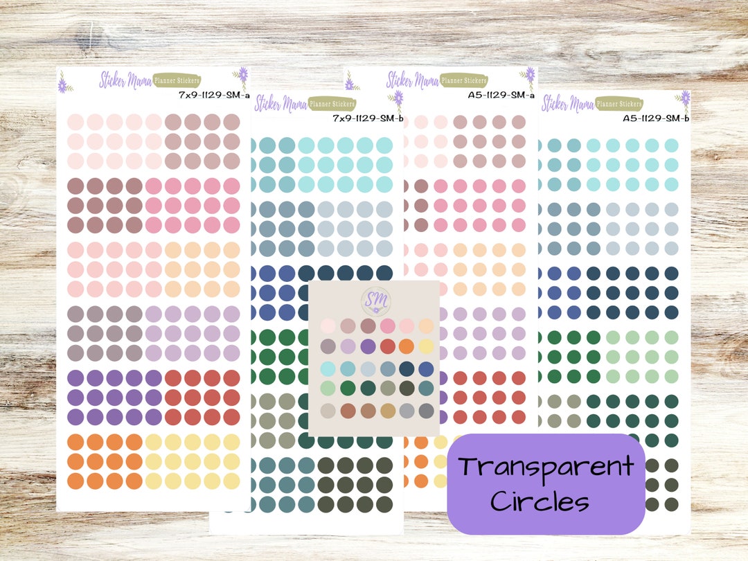 1129 in Stickermama Color-way - Colored Dots - Clear Round Stickers - Etsy
