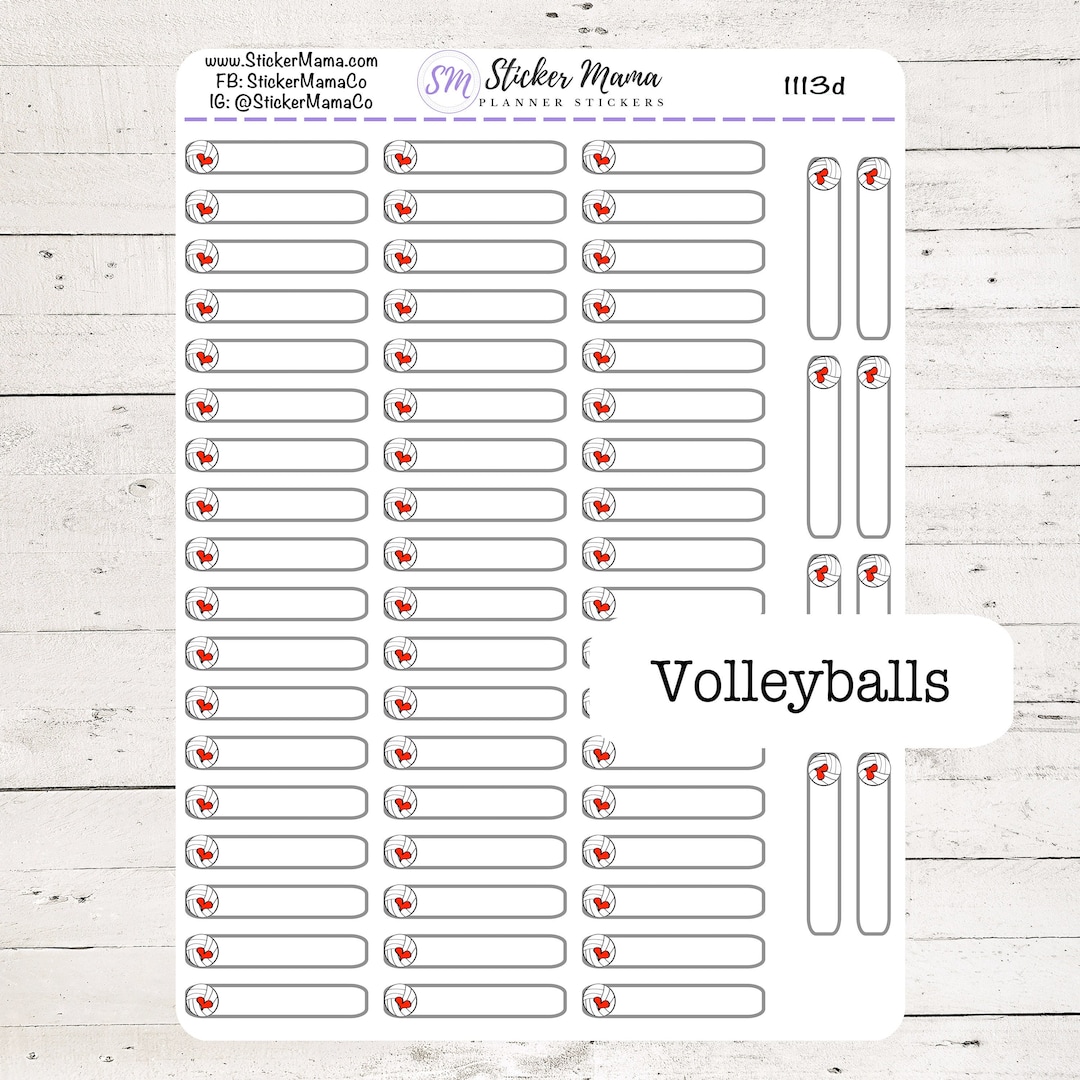 Ss-1113d - DOODLE VOLLEYBALL Planner Label Stickers - Volleyball ...