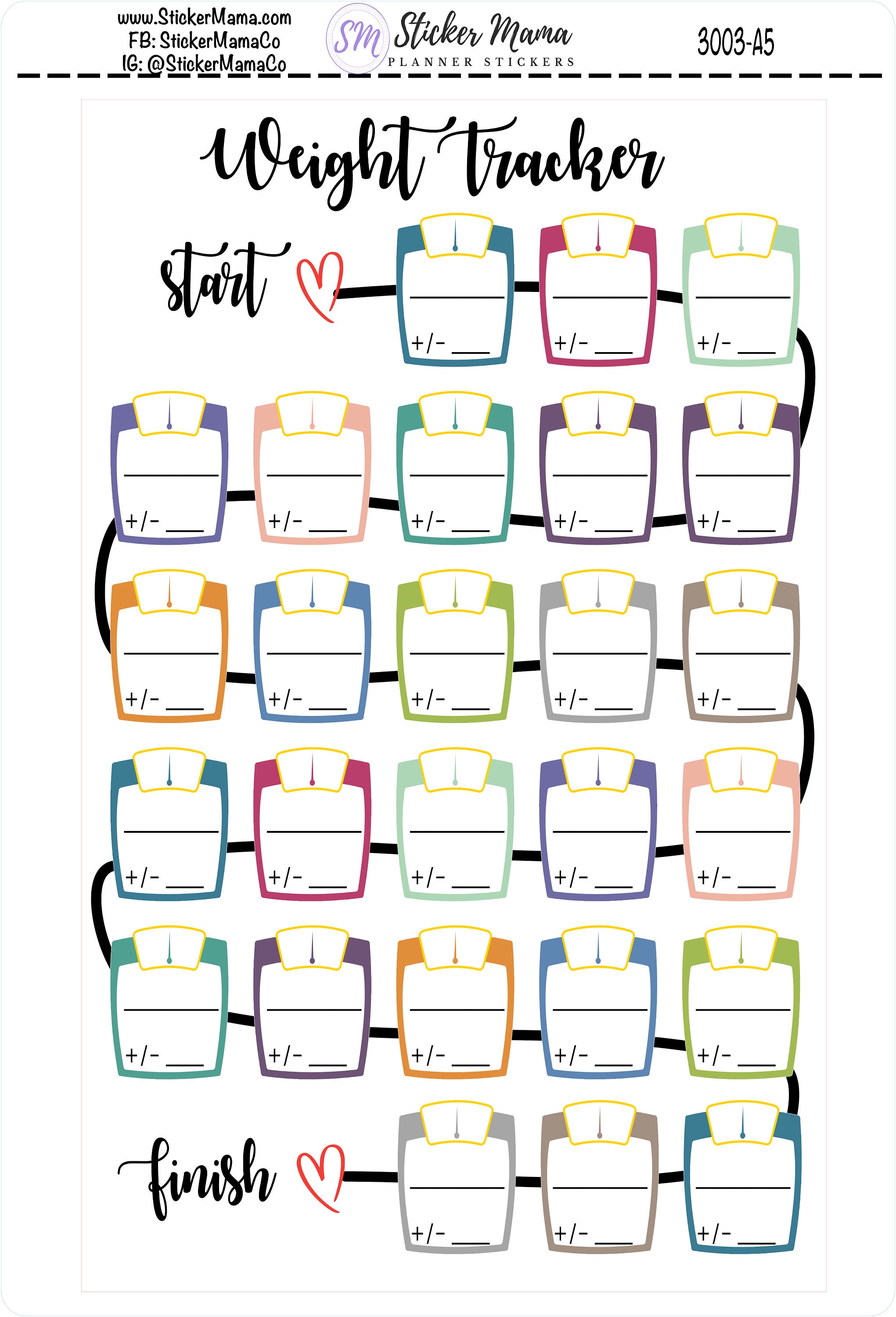 WEIGHT TRACKER NOTE 3003-A5 Planner Stickers Weight Tracker - Etsy