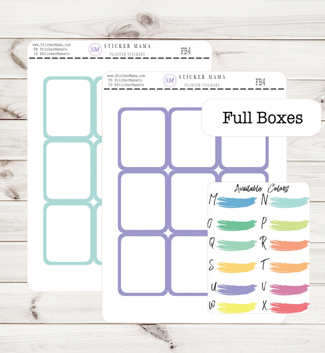 FULL BOX STICKERS 1.9" X 1.5" Full Box Labels Full Planner Box Ex ...