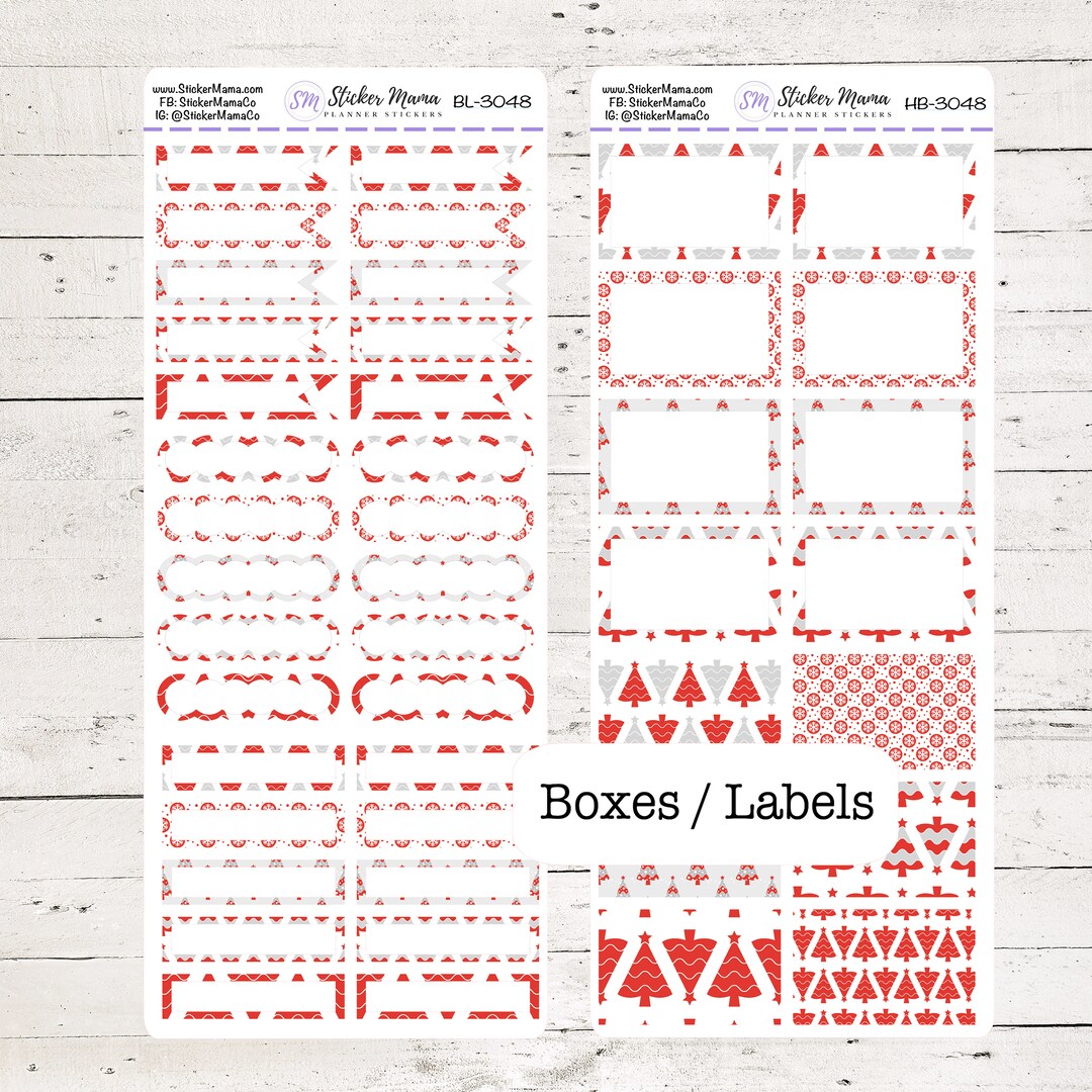 BL-3048 HB-3058 BASIC Label Stickers New Christmas Half Boxes Planner ...
