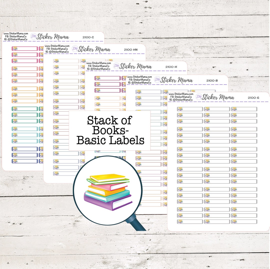 2100 - STACK OF BOOKS Planner Basic Label Stickers - Study Stickers ...