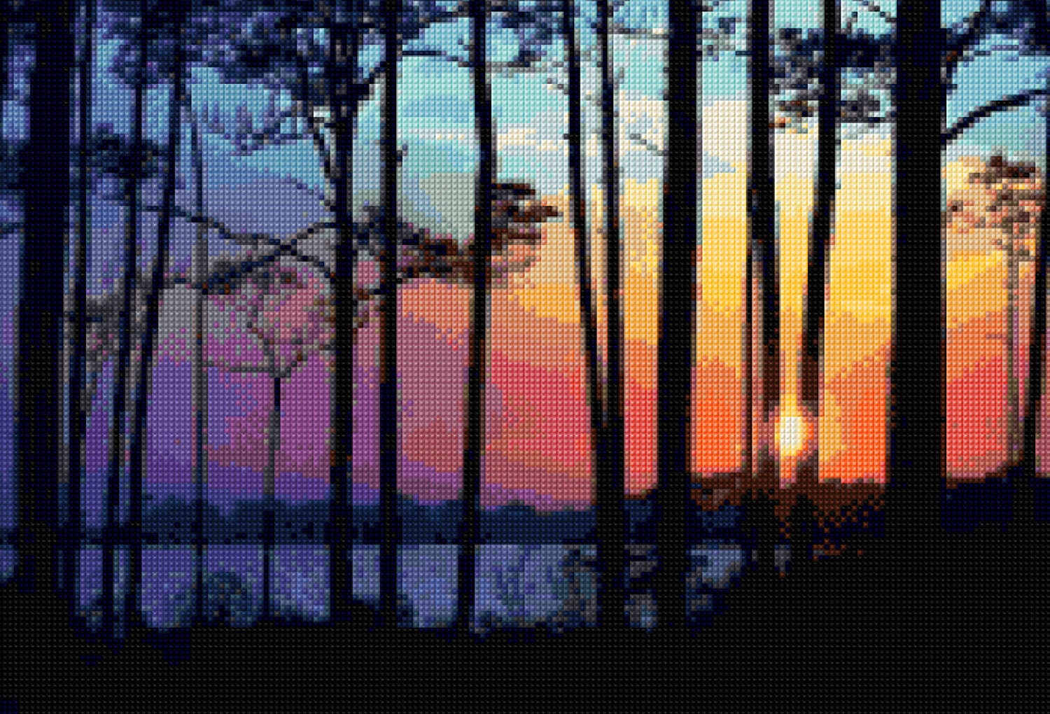 Forest Twilight Sunset Cross Stitch Pattern PDF - Instant Download! - Etsy