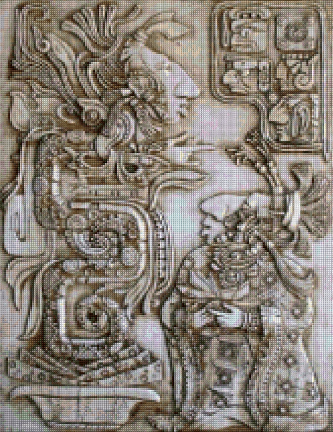 Mayan Vision Serpent Stone Carving Quetzalcoatl No. 2 Cross Stitch ...