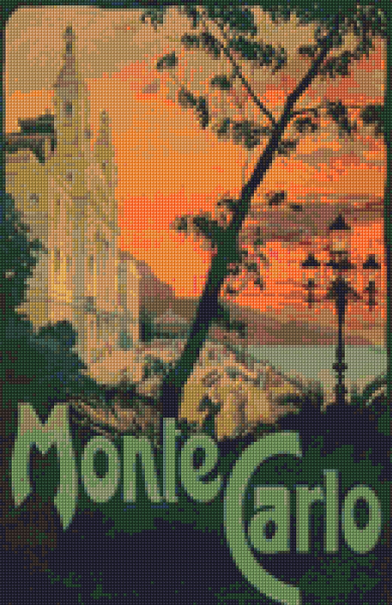 Vintage Monte Carlo Cross Stitch Pattern Travel Poster PDF - Instant ...