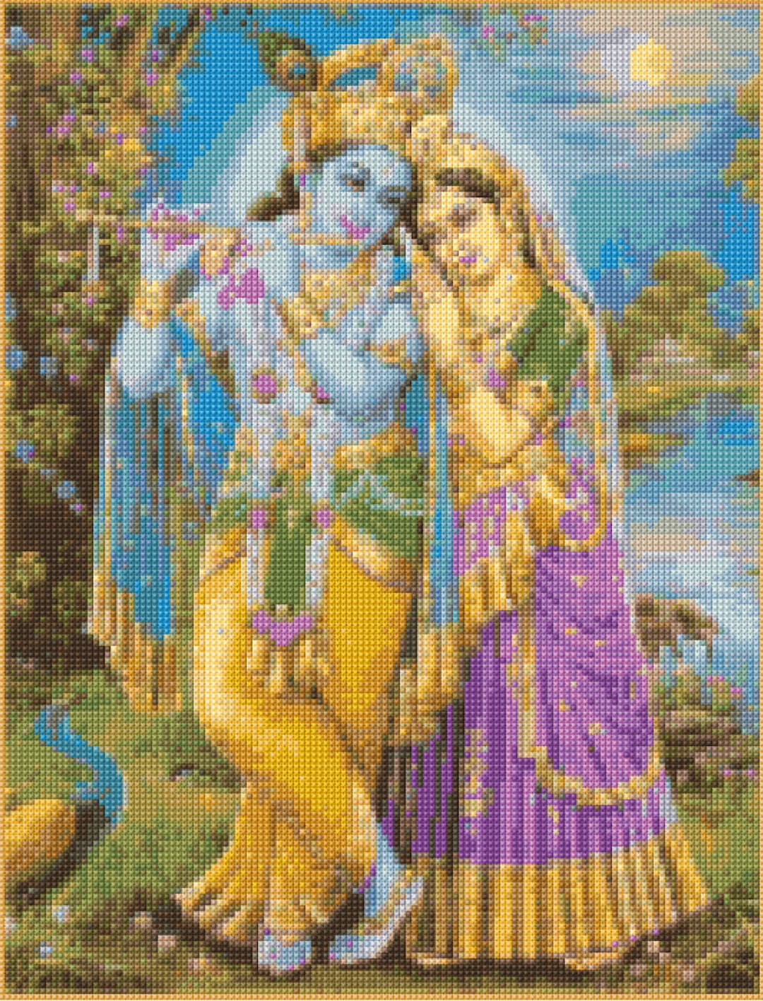 Krishna and Radha Hindu God and Goddess Cross Stitch Pattern - PDF ...