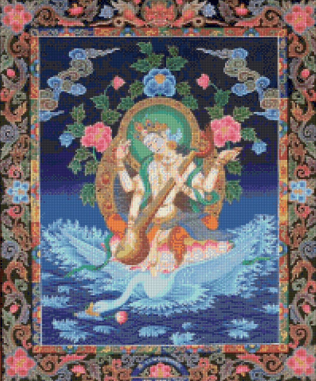 Hindu Goddess Saraswati Thangka Large Cross Stitch Pattern - PDF ...