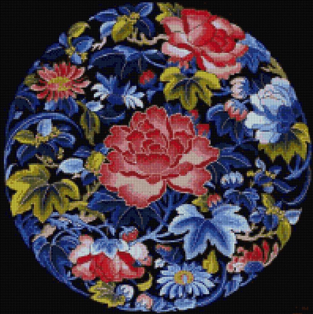 Chinese Peony Tapestry Cross Stitch Pattern - PDF - Instant Download ...