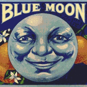 Vintage Blue Moon Crate Label Cross Stitch Pattern PDF - Instant ...