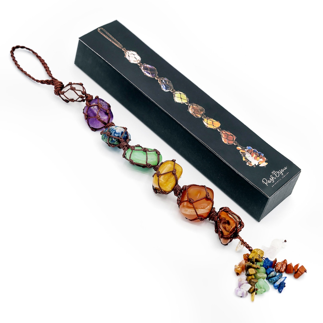 Car Mirror Hanging Chakra Wall, Chakra Balancing Stones, Chakra Car ...
