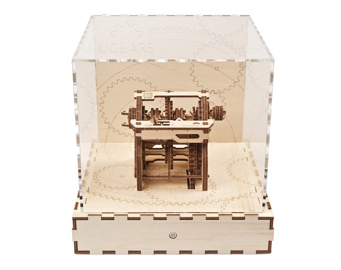 Assembled 3D Wooden Model GEARBOX With Built Engine in Demonstration ...