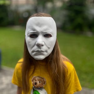 Halloween Plain White Mask, White Full-face Costume Mask, Masquerade ...