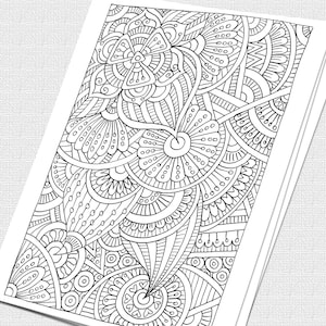 Printable Coloring Page, DIY Zentangle Book Cover, Printable Greeting ...