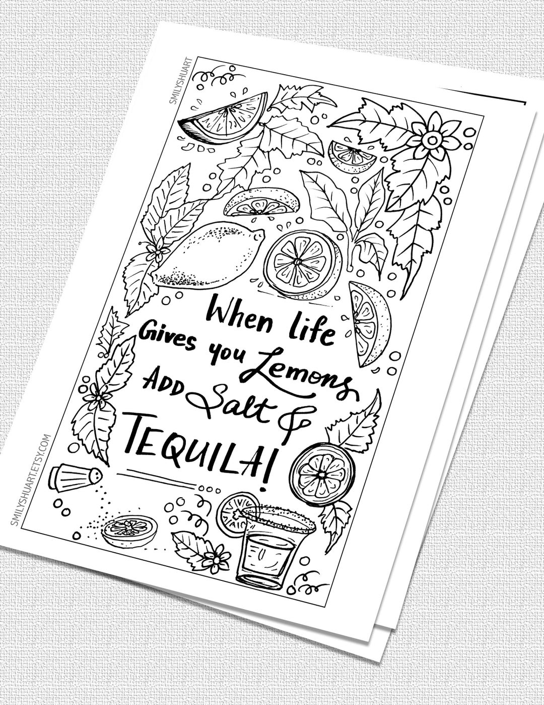 When Life Gives Lemons, 2 Quotes Coloring Sheets, Instant Download ...