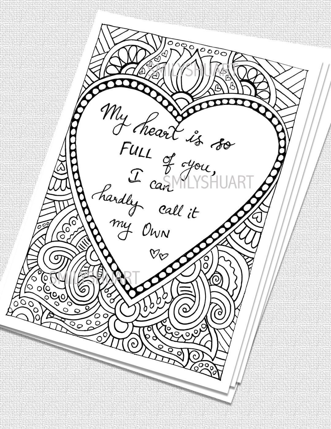 My Heart is Full of You, Love Message Card, Printable Valentines Day ...