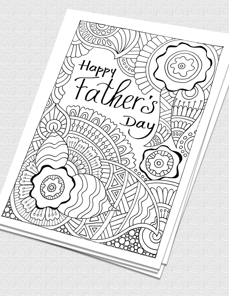 Printable Father's Day Card, Zentangle Coloring Sheet, DIY Fathers Day ...