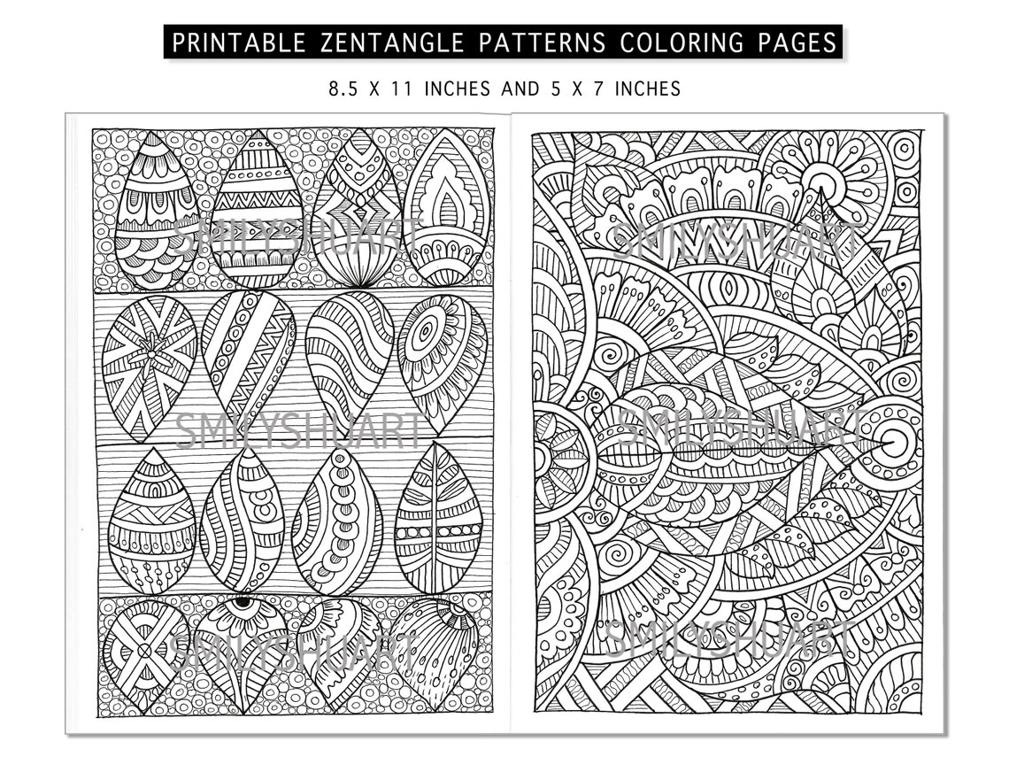 Zentangle Patterns Art, Abstract Design, Printable Adult Coloring Page ...