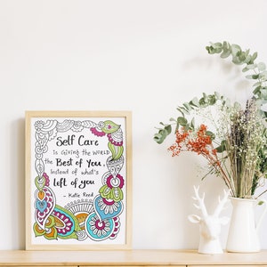 Self Care Quotes Coloring Sheet, Instant Download, Printable Zentangle ...