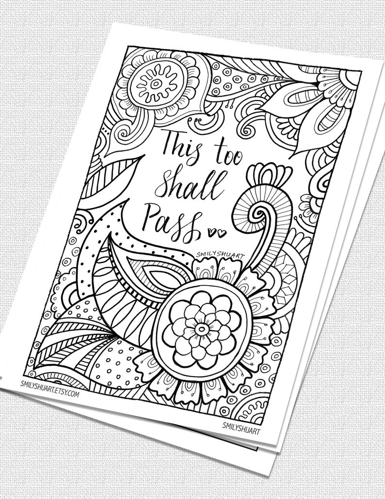 SALE! Printable Quotes Coloring Book, Self Help Adult Coloring Book, 8 ...