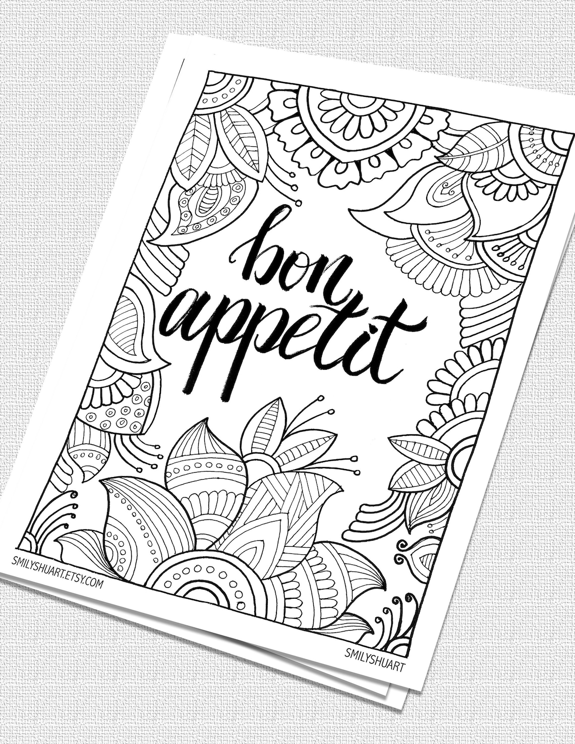 Bon Appetit, Instant Download, Printable Motivational Quotes, Zentangle ...