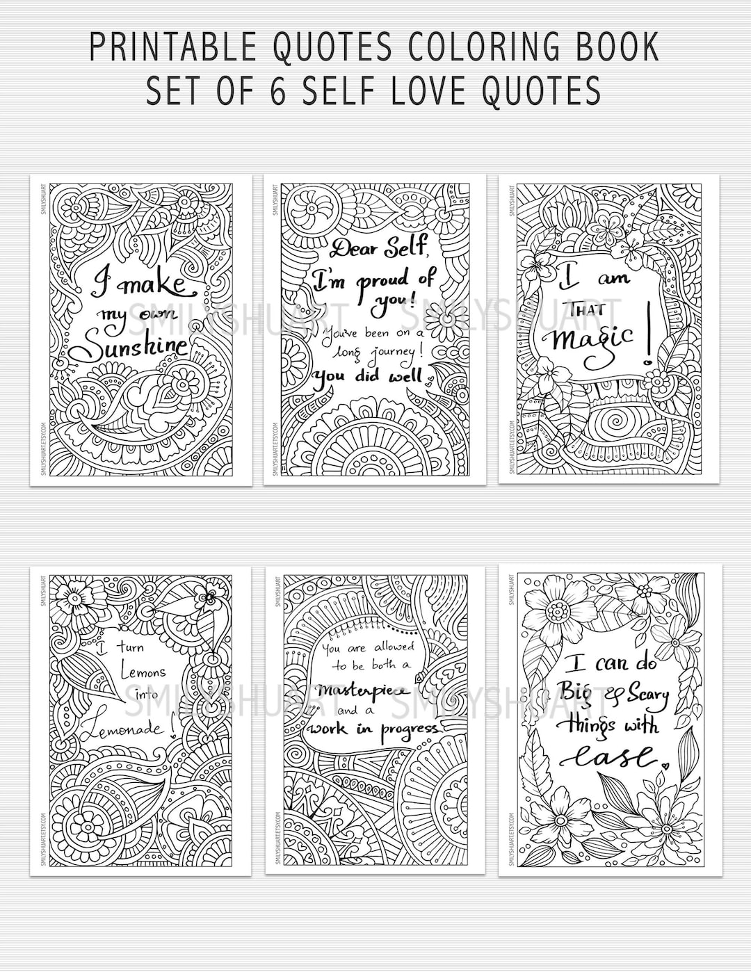 Self Love Quotes Coloring Book, Mindfulness Art (PDF Pattern) - Etsy