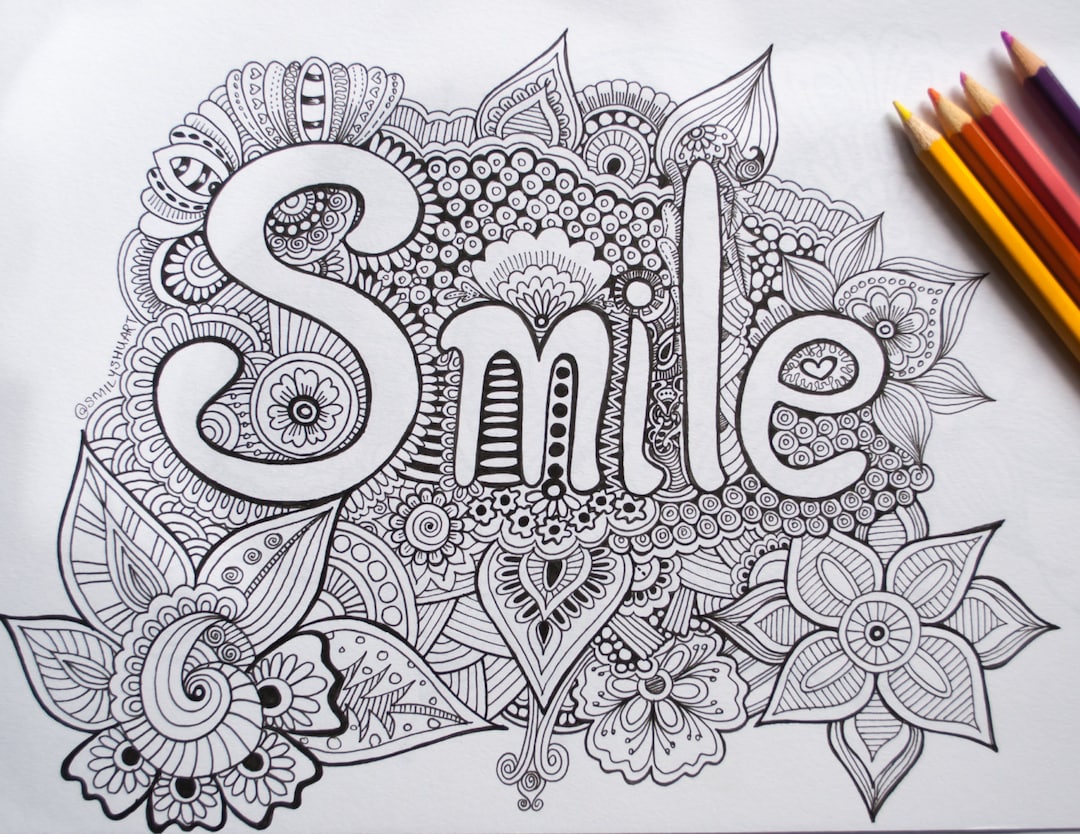 SMILE, Printable Inspirational Quotes, Quotes Coloring Sheet, Adult ...