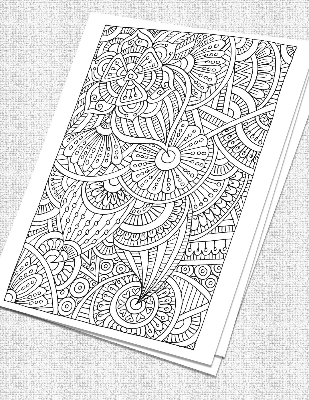 Printable Coloring Page, DIY Zentangle Book Cover, Printable Greeting ...