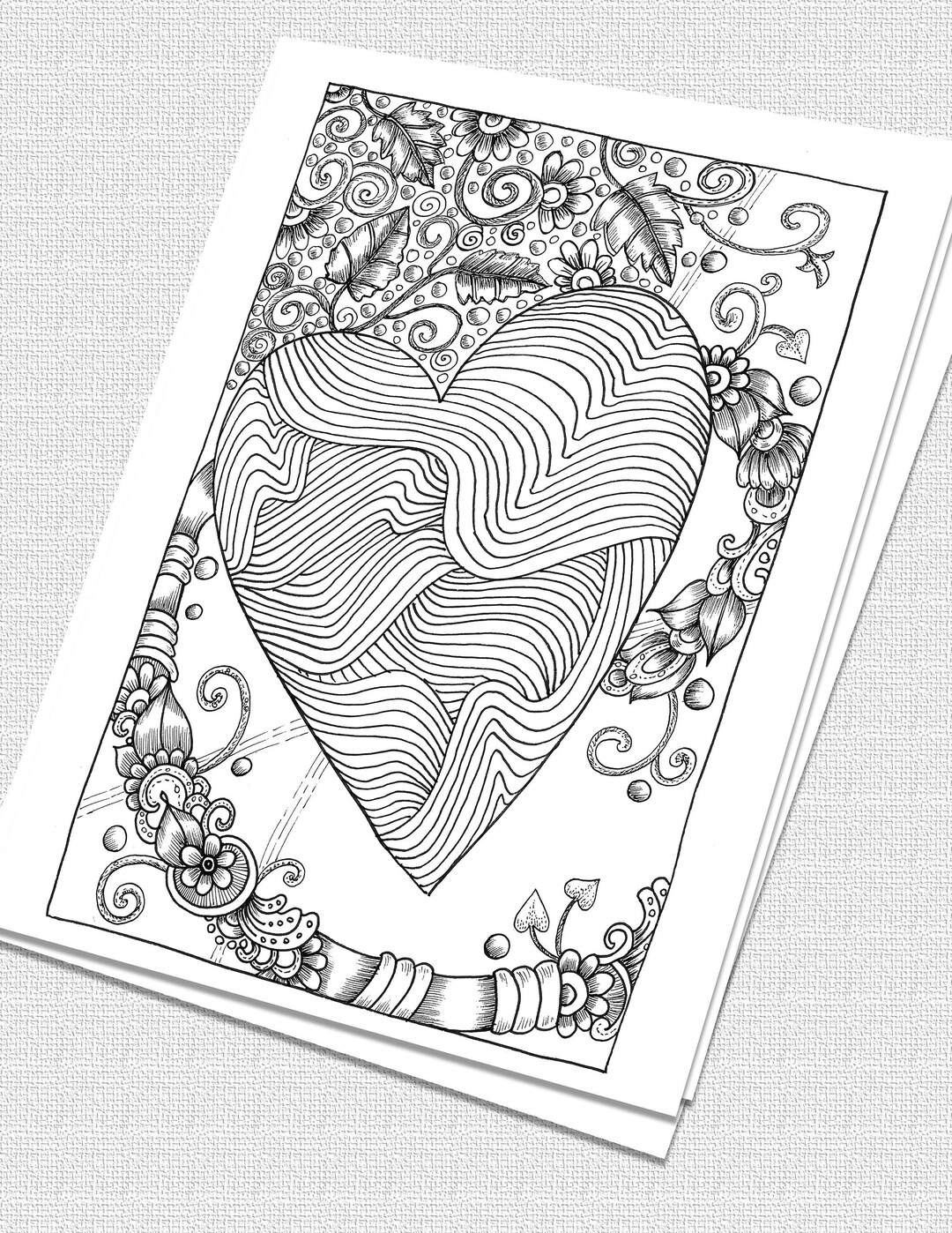 Printable Valentines Day Card, Hearts Coloring Sheet, DIY Valentines ...