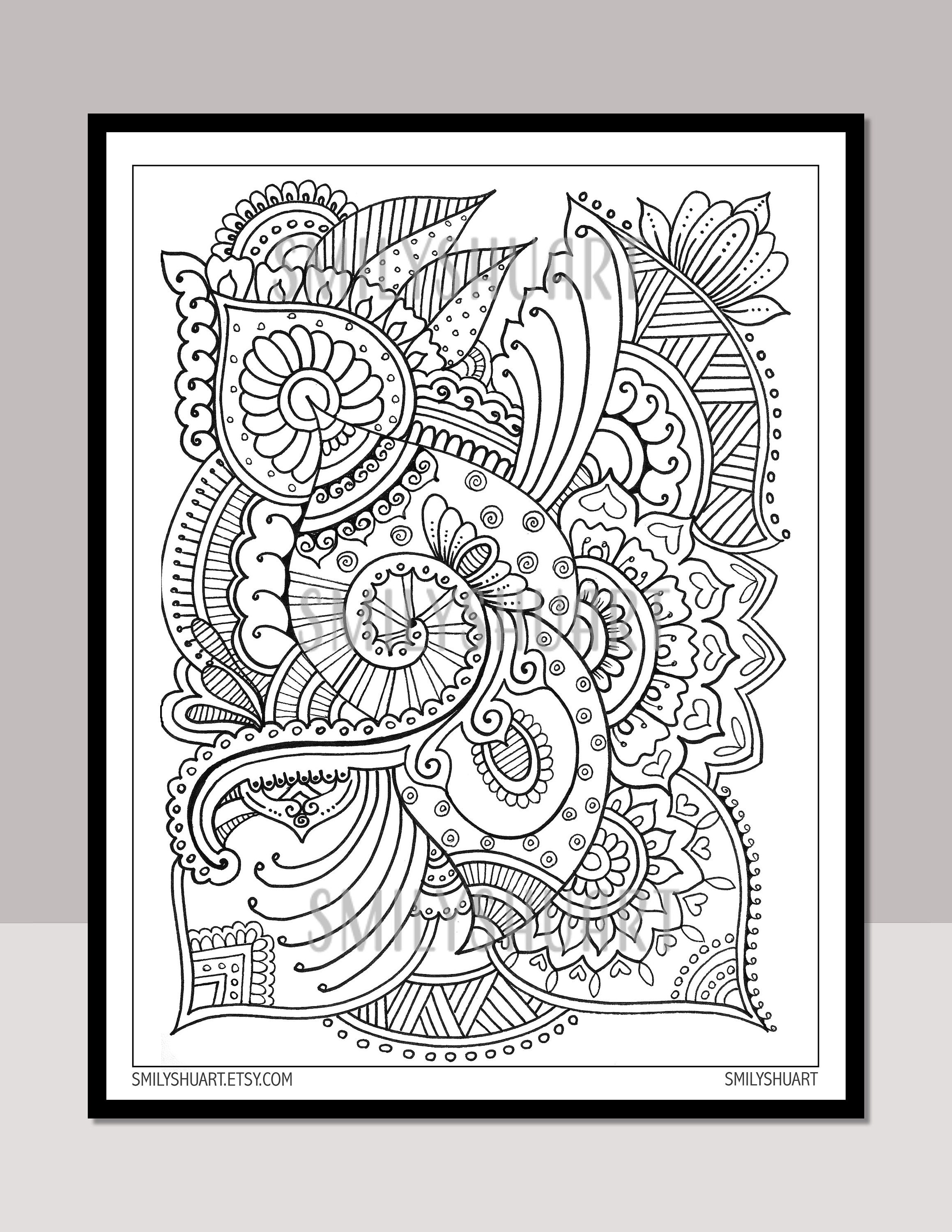 Printable Zentangle Coloring Page for Adults, Mindfulness Coloring ...