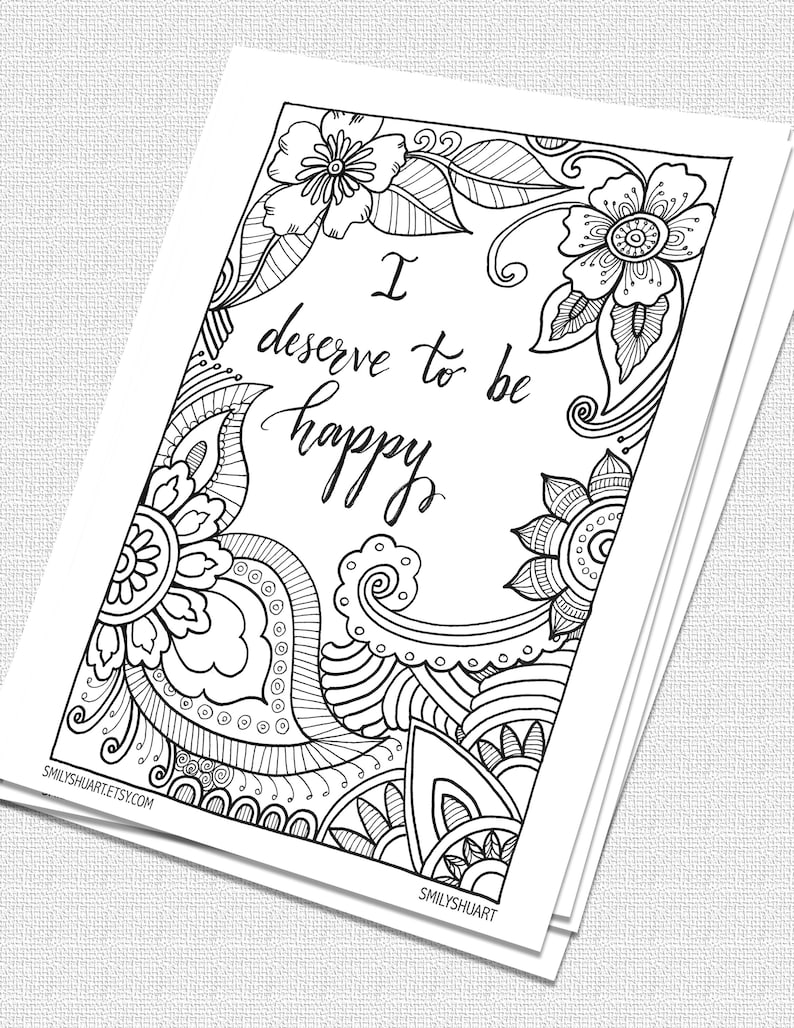 SALE! Printable Quotes Coloring Book, Self Help Adult Coloring Book, 8 ...