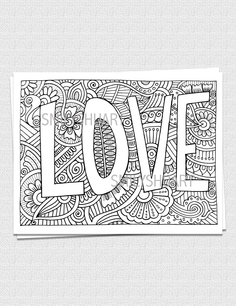SALE! Printable Valentines Day Coloring Cards, Set of 6 Digital Love ...
