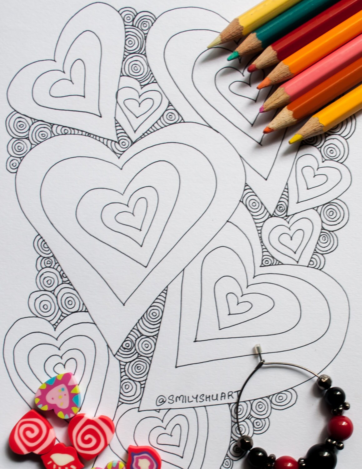 Printable Valentines Day Card, Hearts Coloring Sheet, Love Coloring ...